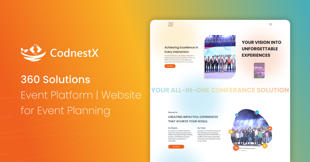 360 Solutions Event Website | Interactive Platform for Event Planning & Management - CodnestX